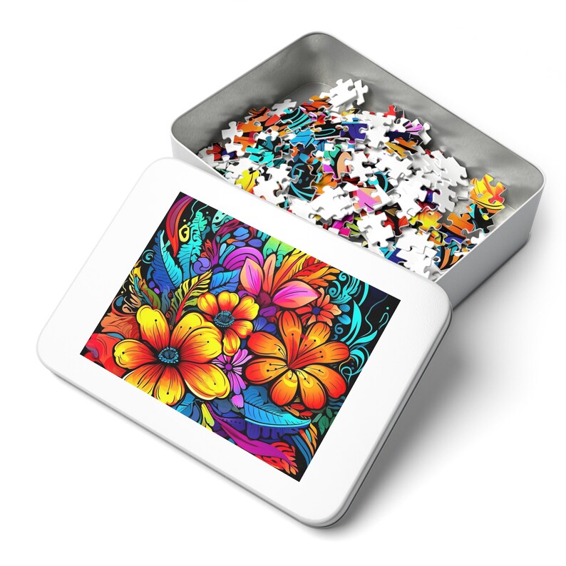 Bright Colorful Flowers Yellow, Pink, Blue, Green Jigsaw Puzzle 30, 110 ...