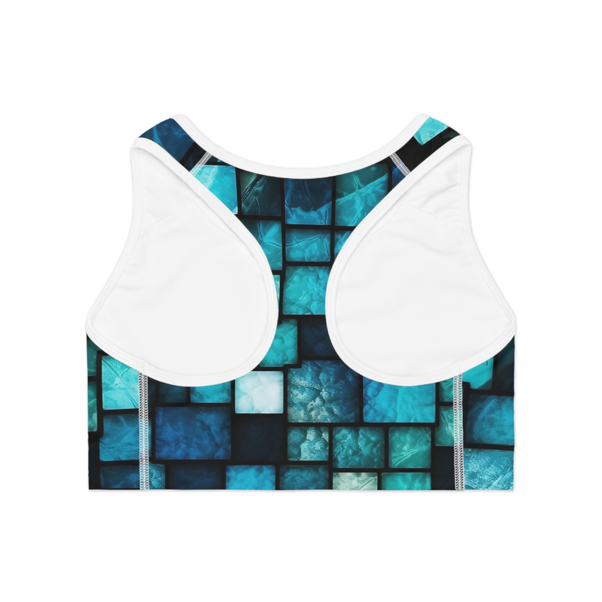Black and Teal Stained Glass Looksports Bra AOP - Etsy