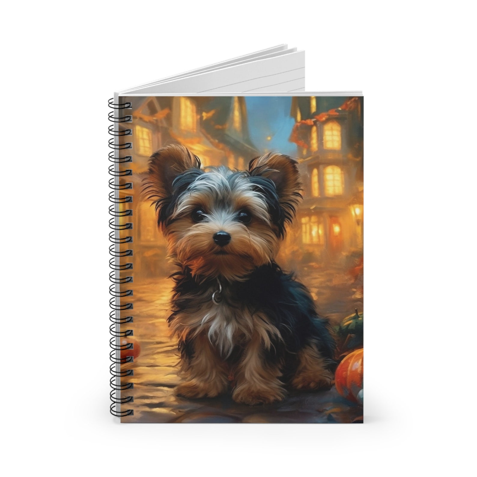 Cute Little Yorkie Puppy A Halloween Design Fall/autumn With Pumpkin ...