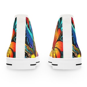 Bright Colorful Flowers Yellow, Pink, Blue, Green Women's High Top ...