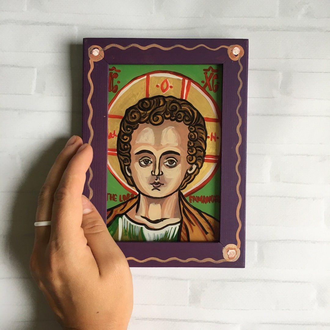 Jesus Christ Emmanuel Icon , Child Jesus Christ Hand Painted Icon ...