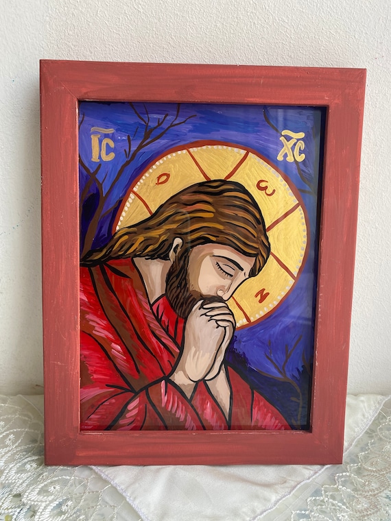 Jesus Praying Icon Orthodox Hand Painted Icon Ukrainian | Etsy