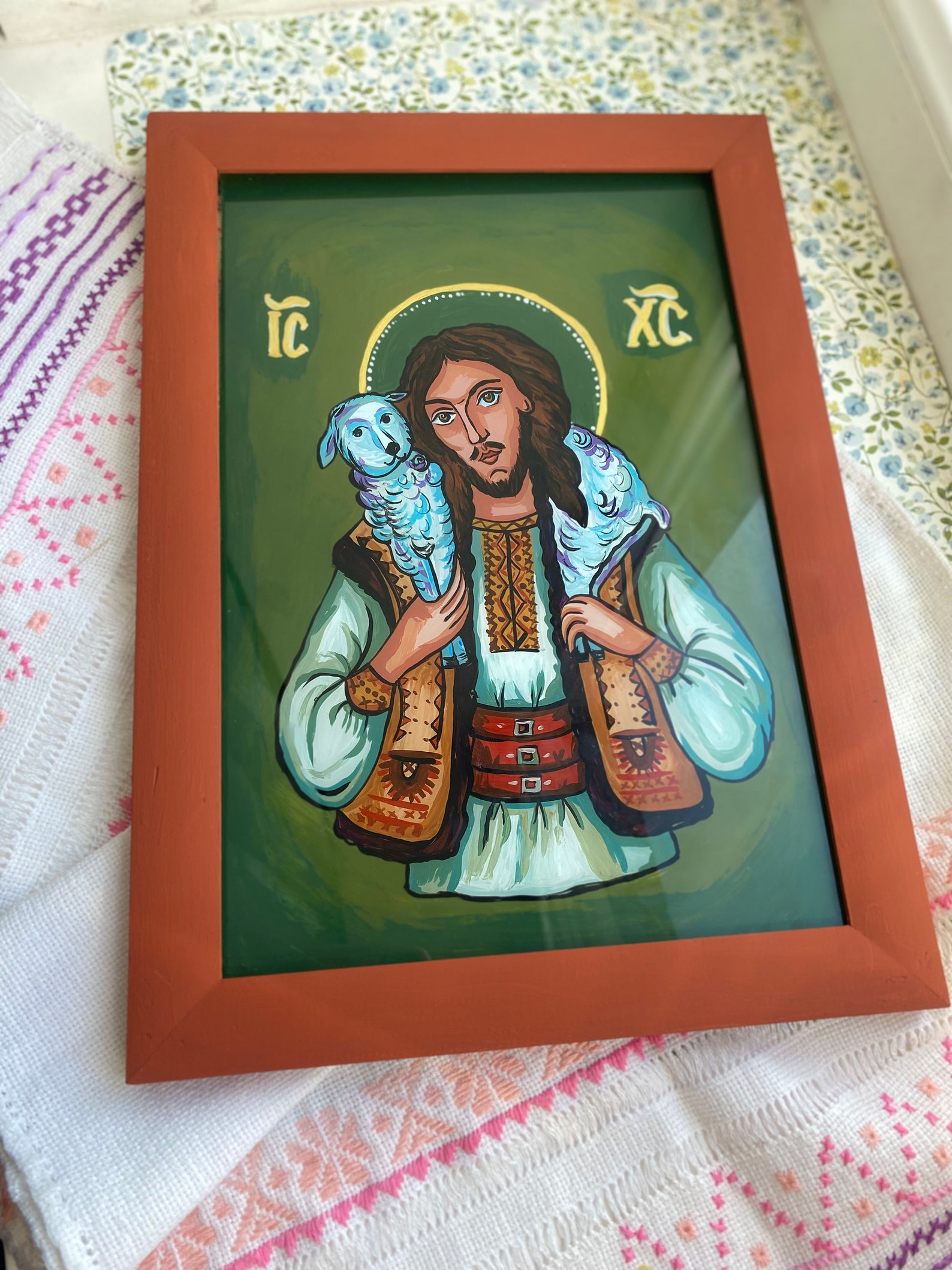 Jesus Christ Ukrainian Gutsul Hand Painted Glass Icon A Good | Etsy