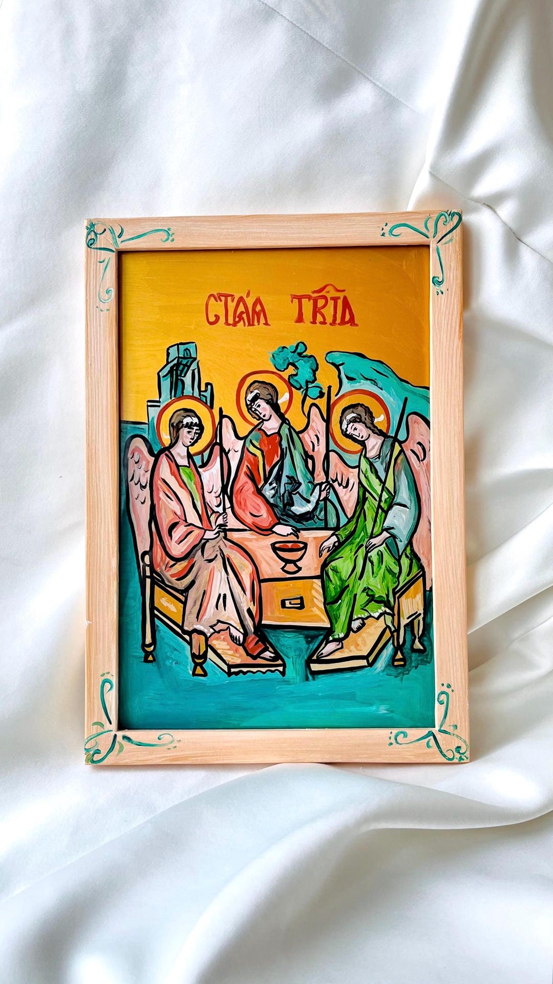 Holy Trinity Religious Icon, Trinity Depicts the Three Angels Icon ...