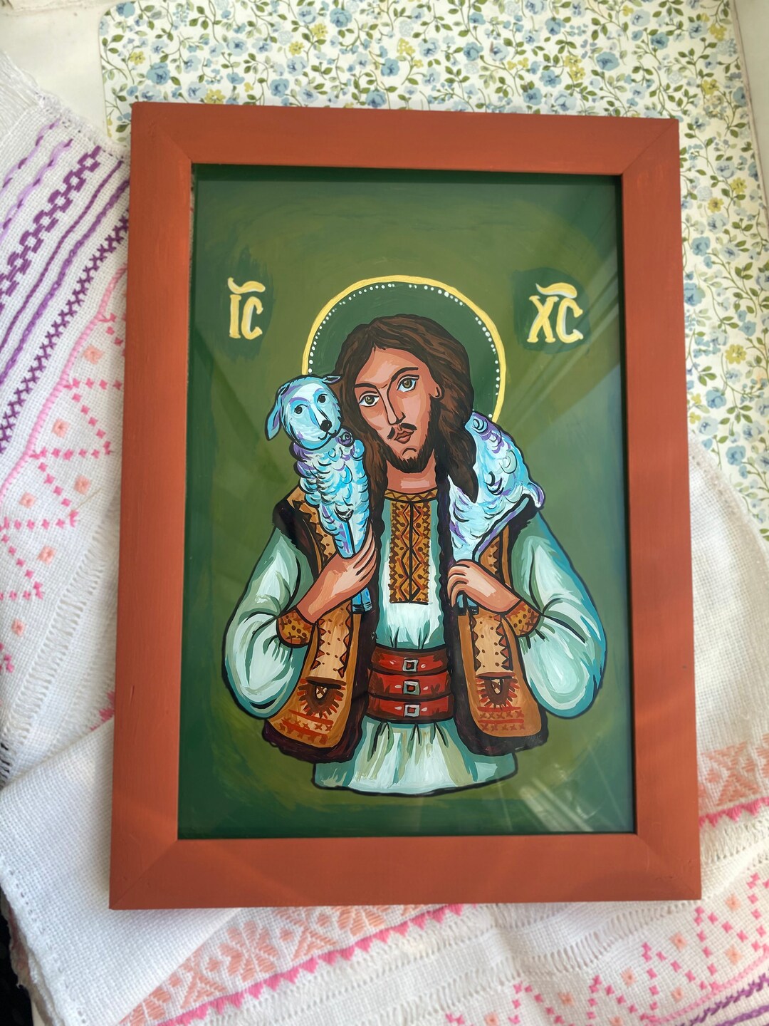 Jesus Christ Ukrainian Hand Painted Icon, Good Shepherd Icon, Jesus ...