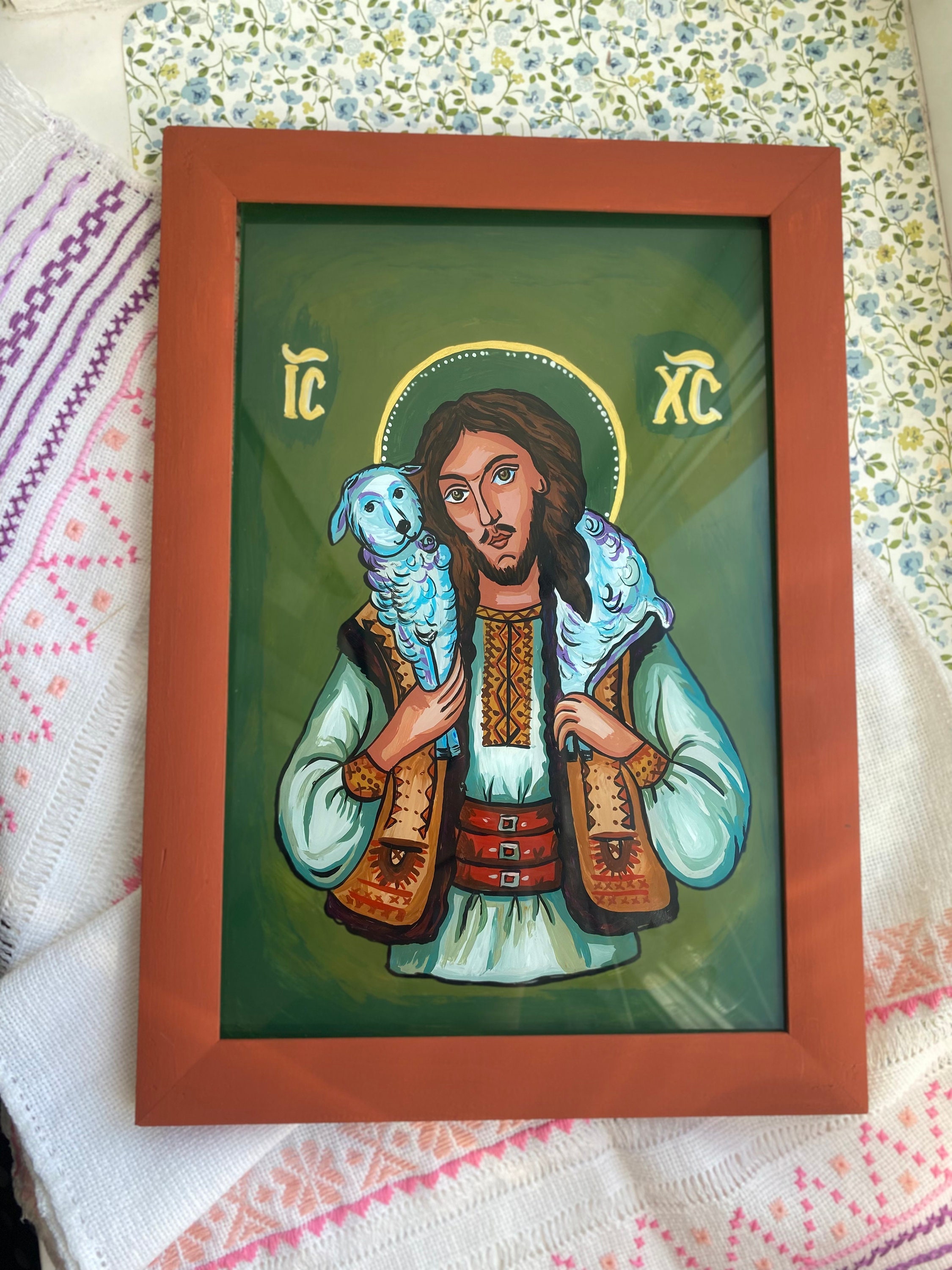Jesus Christ Ukrainian Gutsul Hand Painted Glass Icon A Good | Etsy