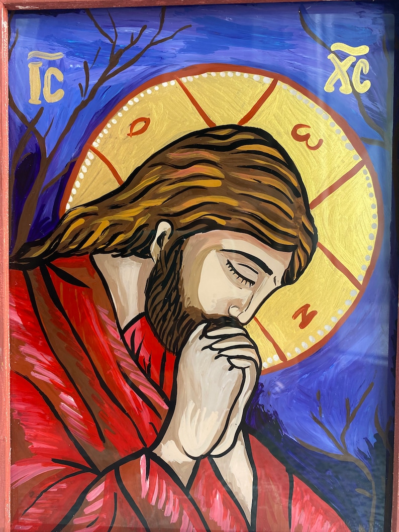 Jesus Praying Icon Orthodox Hand Painted Icon Ukrainian | Etsy