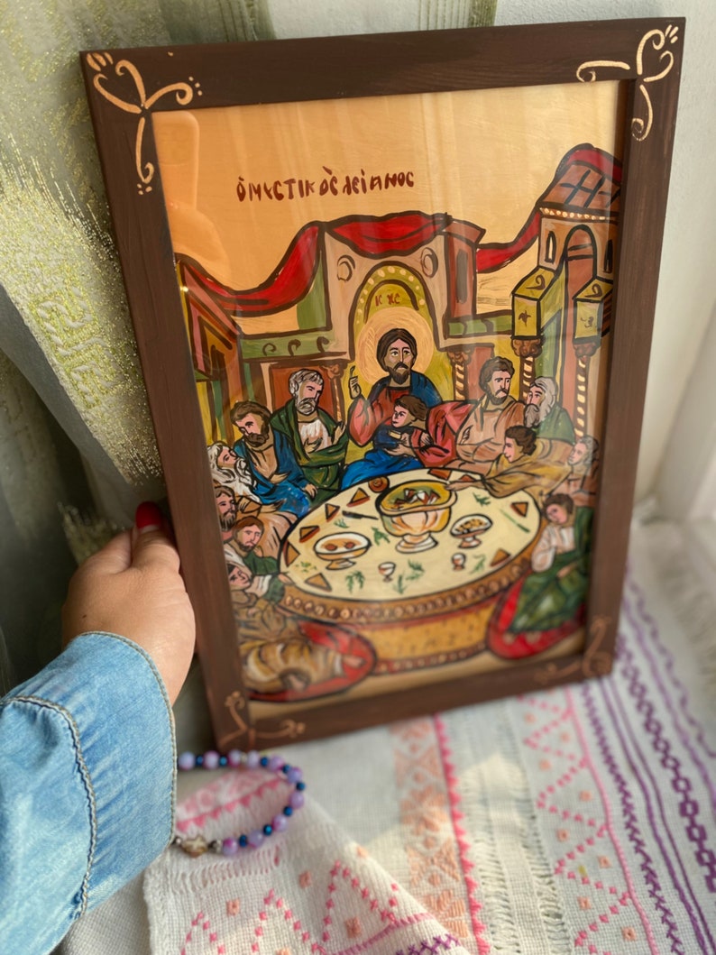 The Last Supper Hand Painted Greek Orthodox Byzantine Icon - Etsy