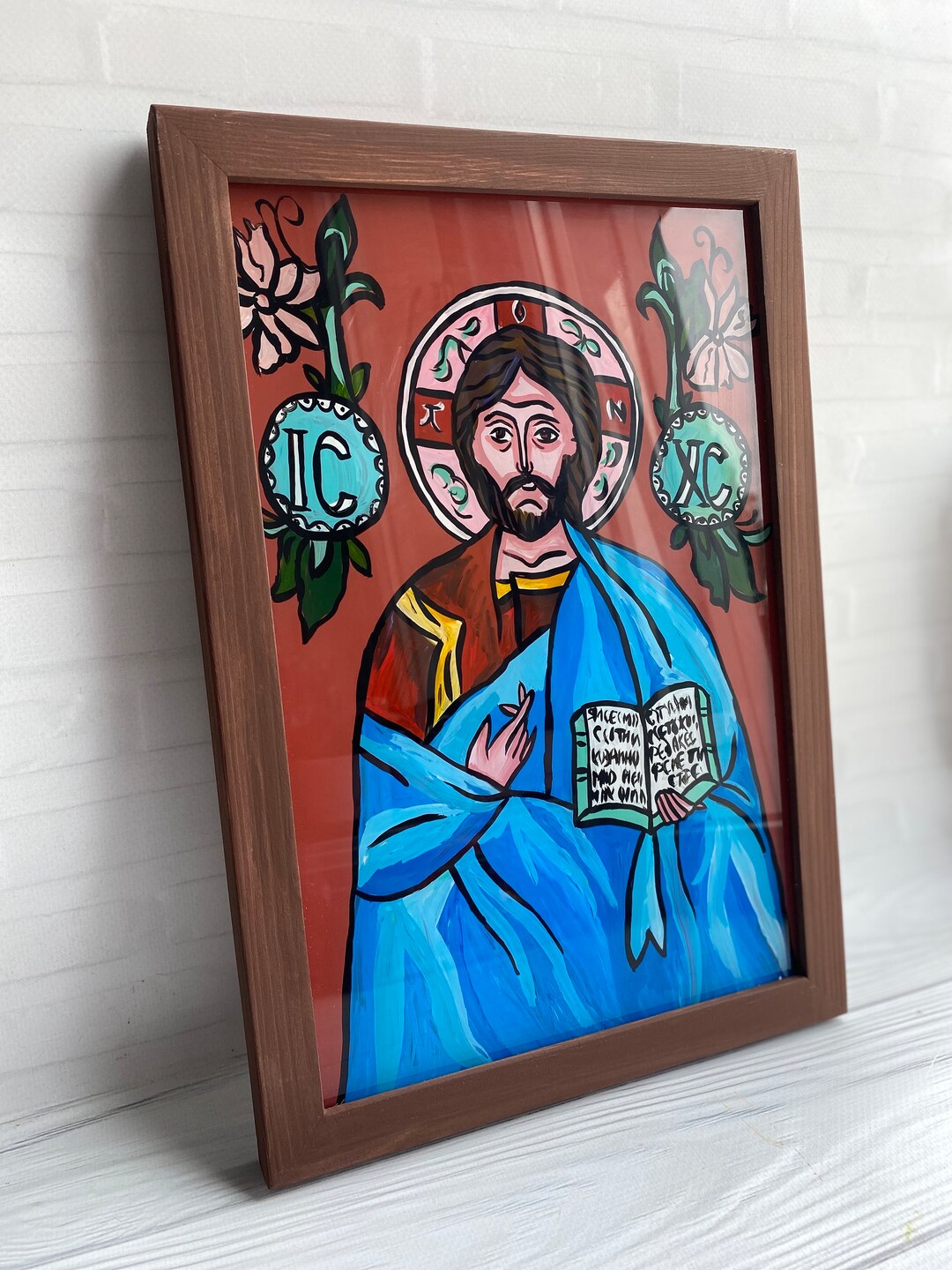 Jesus Christ Pantocrator Hand Painted Orthodox Catholic Icon, Savior ...
