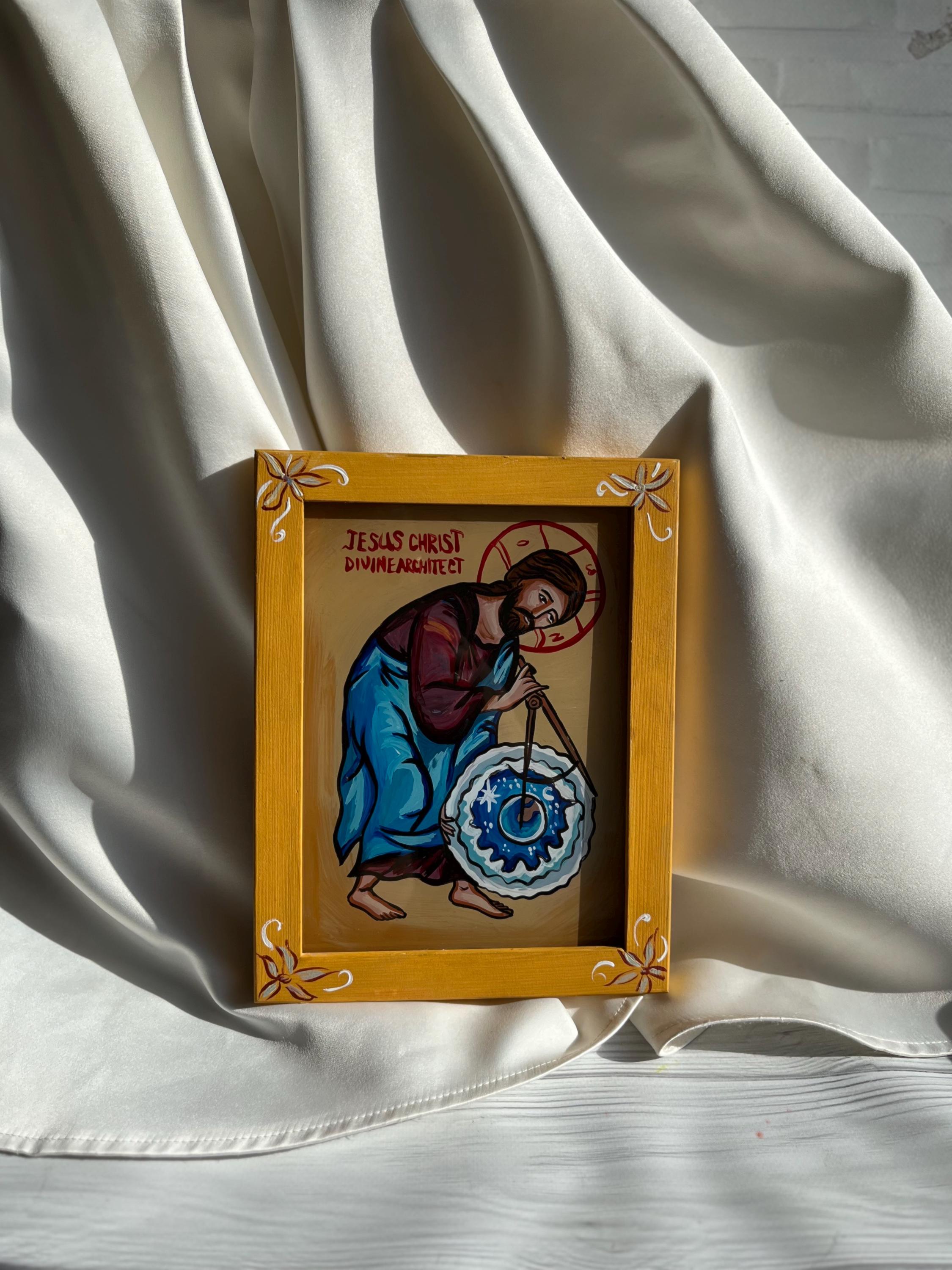 Hand-painted Jesus Christ Icon on Glass ,divine Architect, Byzantine ...