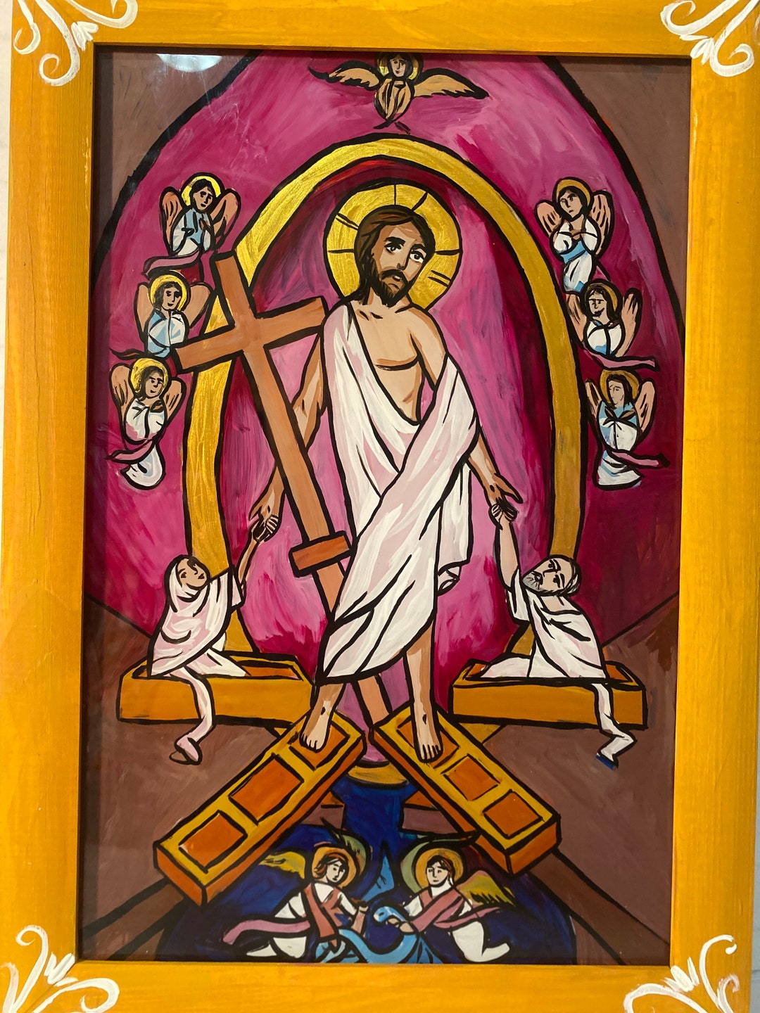 Resurrection Coptic Icon, Old Ethiopian Christian Prayer Icon, Easter ...