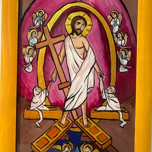 Resurrection Coptic Icon, Old Ethiopian Christian Prayer Icon, Easter ...