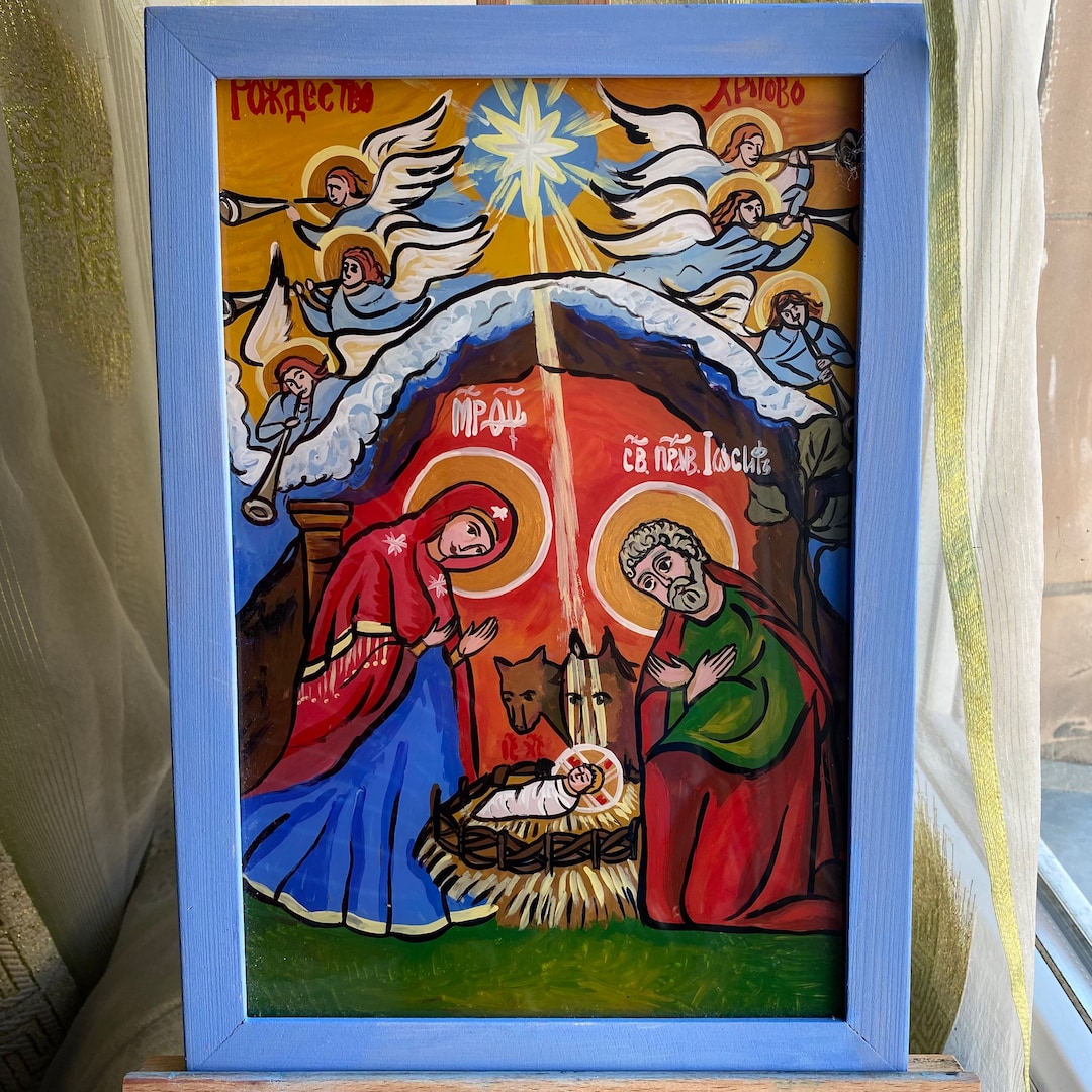 Christian Orthodox Icon of the Nativity of Jesus Christ, Hand-painted ...
