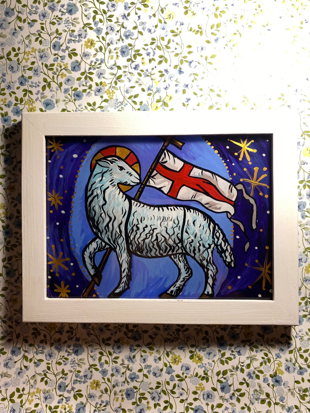 Lamb of God Christian Orthodox Icon, Hand Painted Icon on Glass ...