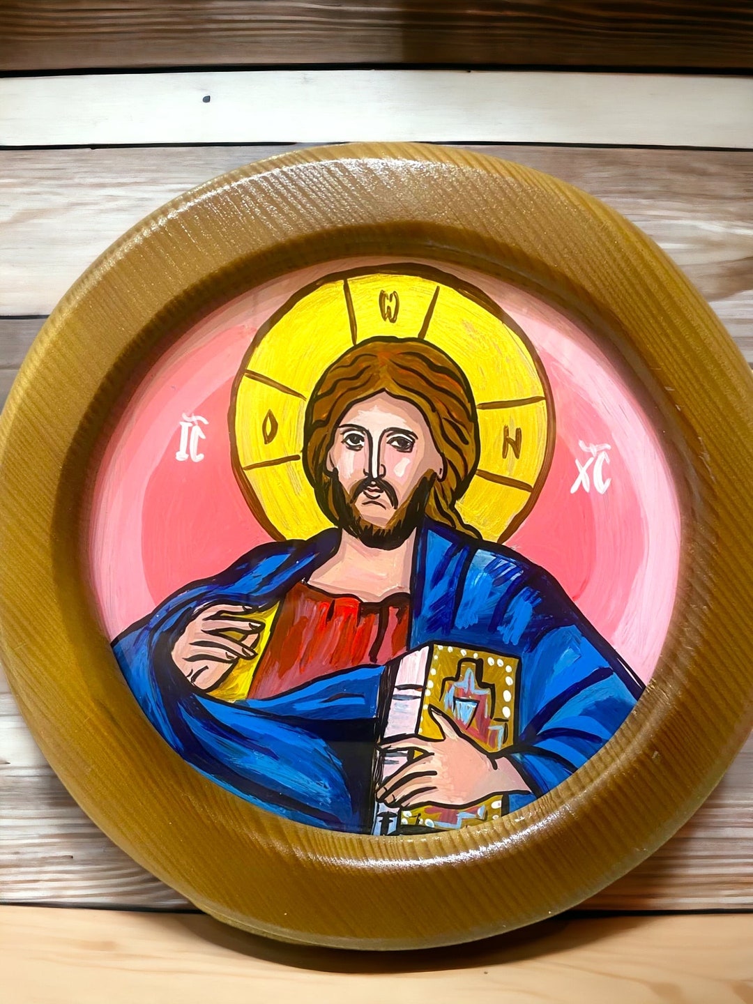 Round Icon of Jesus Christ, Religious Icon, Byzantine Iconography ...