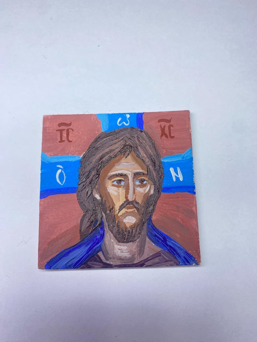 Miniature Icon of Jesus Christ ,ukrainian Folk Orthodox Icon ,gift for ...