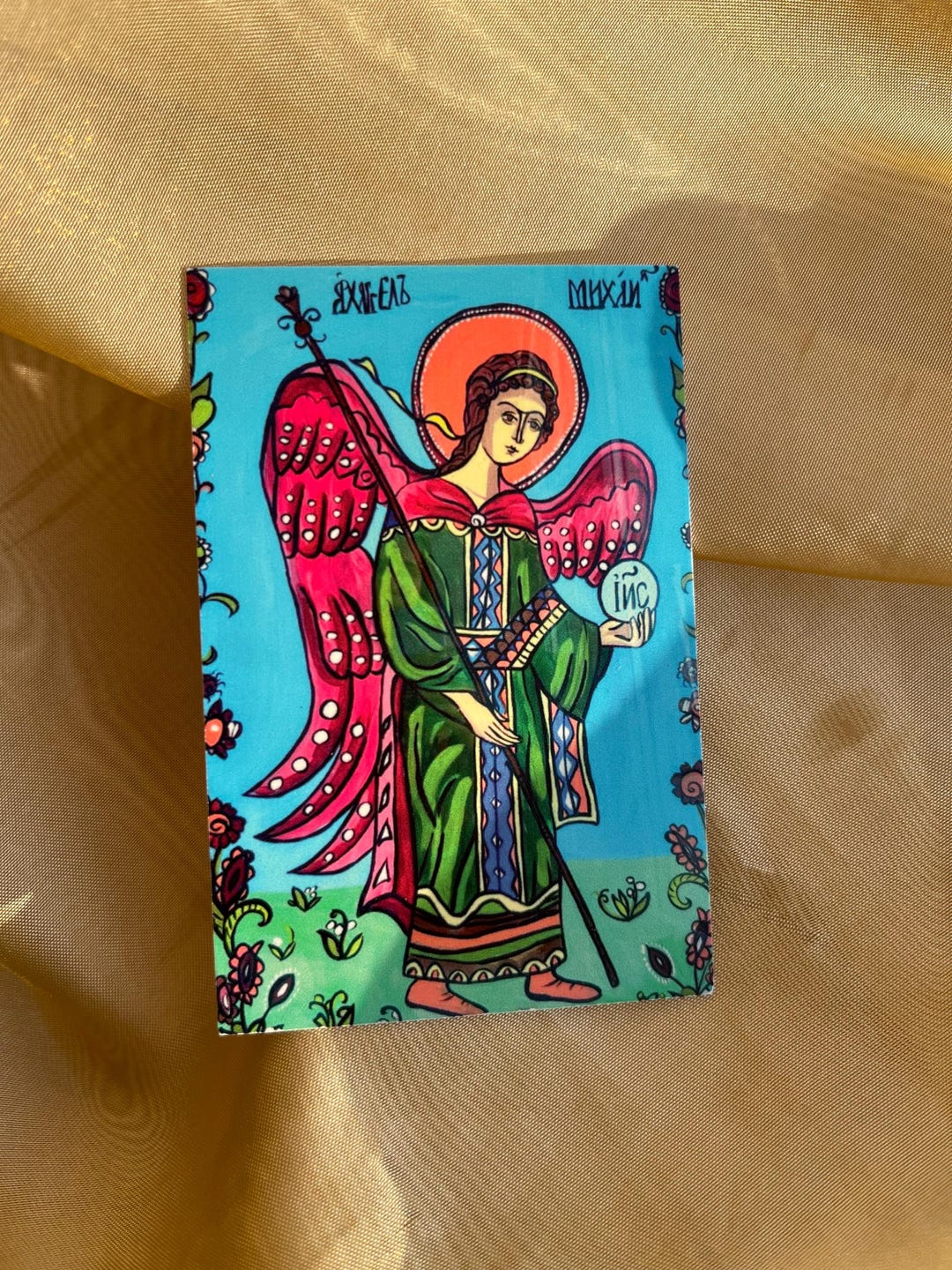 Archangel Michael Icon Folk Ukrainian Icon, Mini Print Icon for Prayer ...