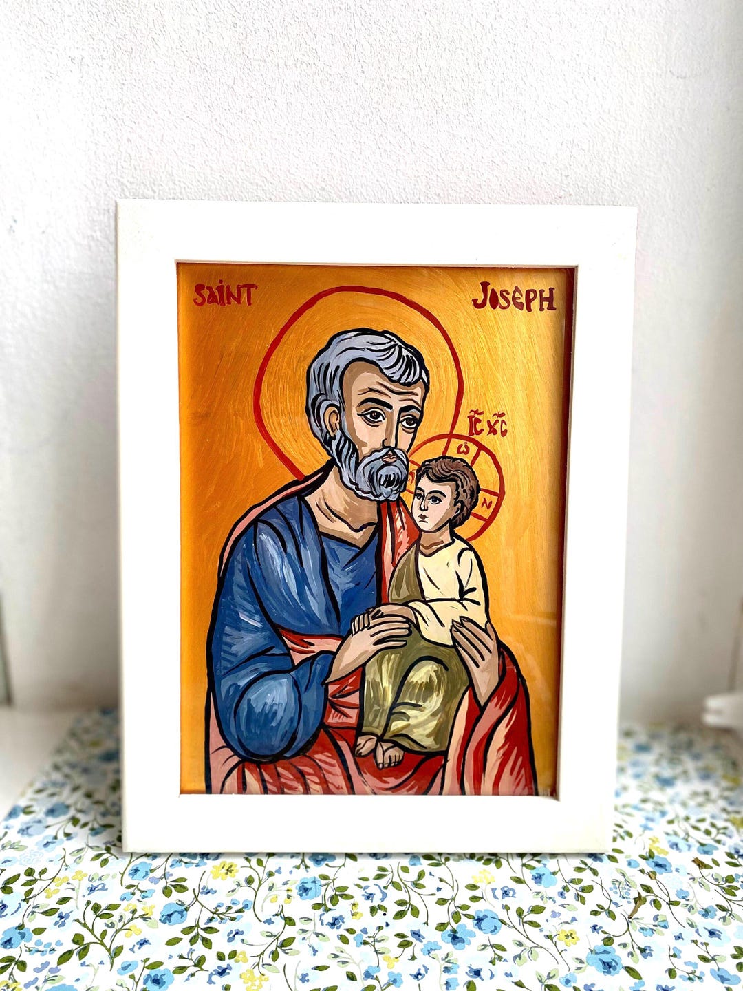 Saint Joseph and Jesus Christ, Art Saint Joseph Icon, Artwork Greek ...