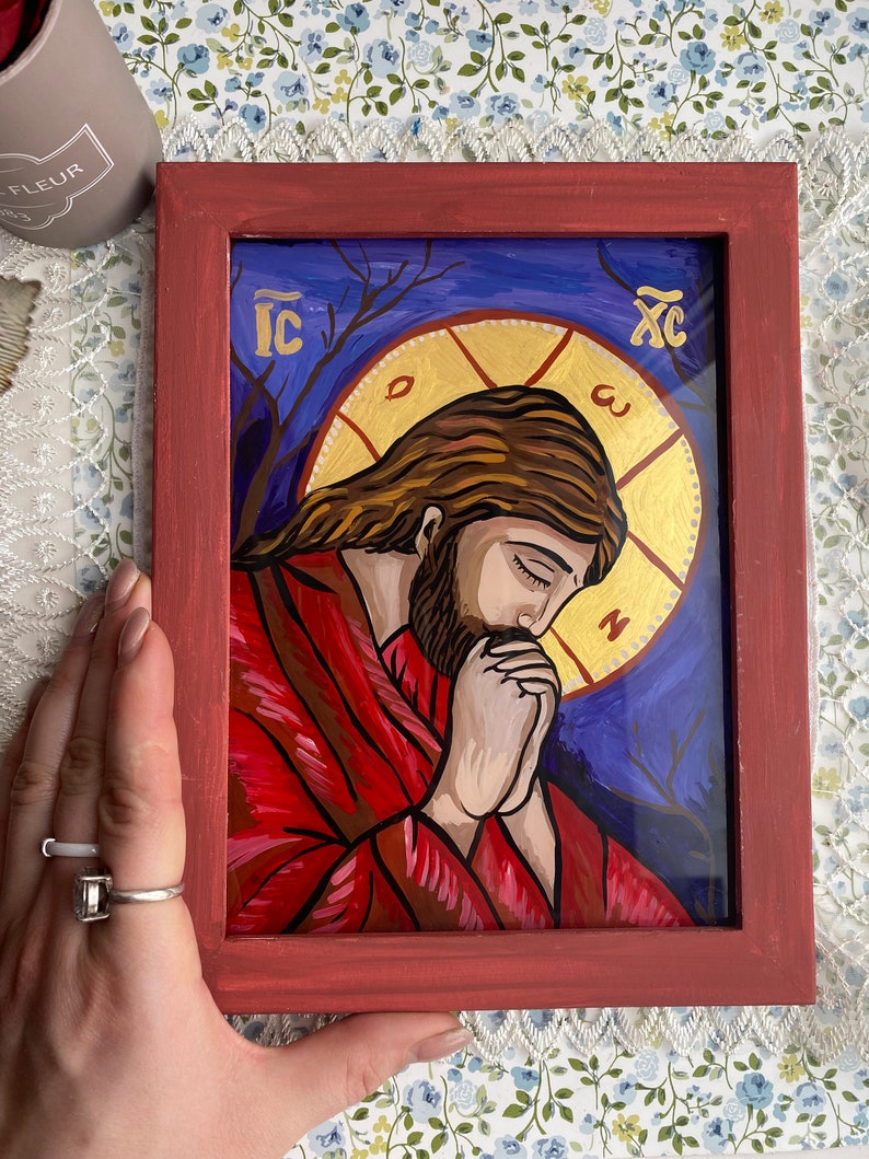 Jesus Praying Icon Orthodox Hand Painted Icon Ukrainian | Etsy