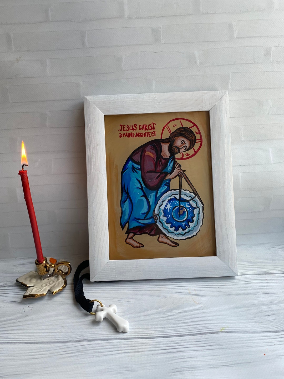 Jesus Icon Orthodox, Jesus Christ Architect of Universe Icon, Religious ...