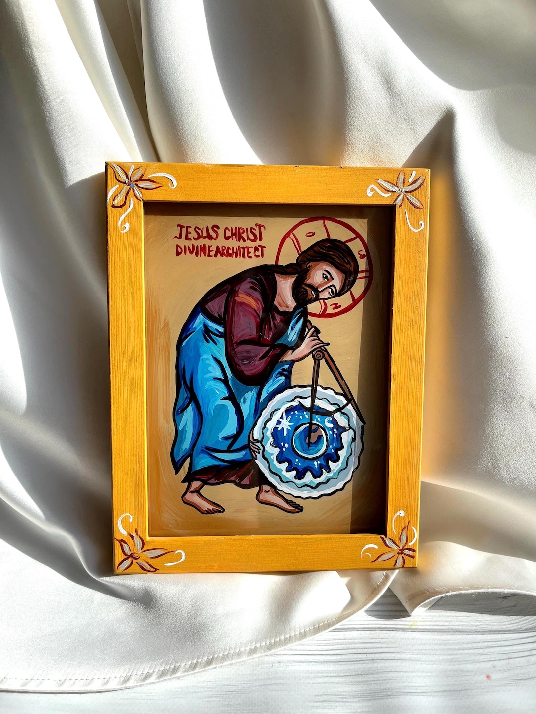 Hand-painted Jesus Christ Icon on Glass ,divine Architect, Byzantine ...