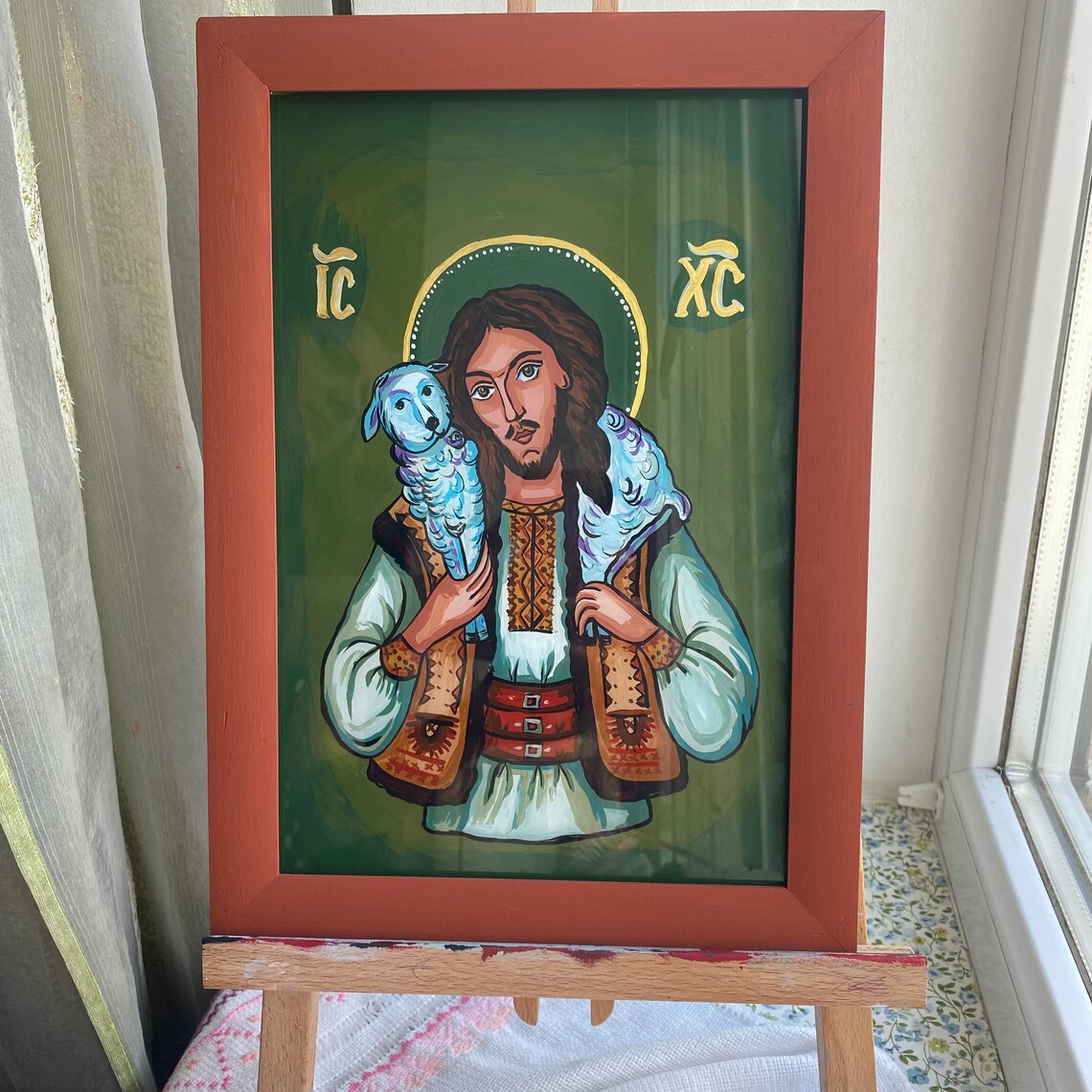 Jesus Christ Ukrainian Gutsul Hand Painted Glass Icon A Good | Etsy