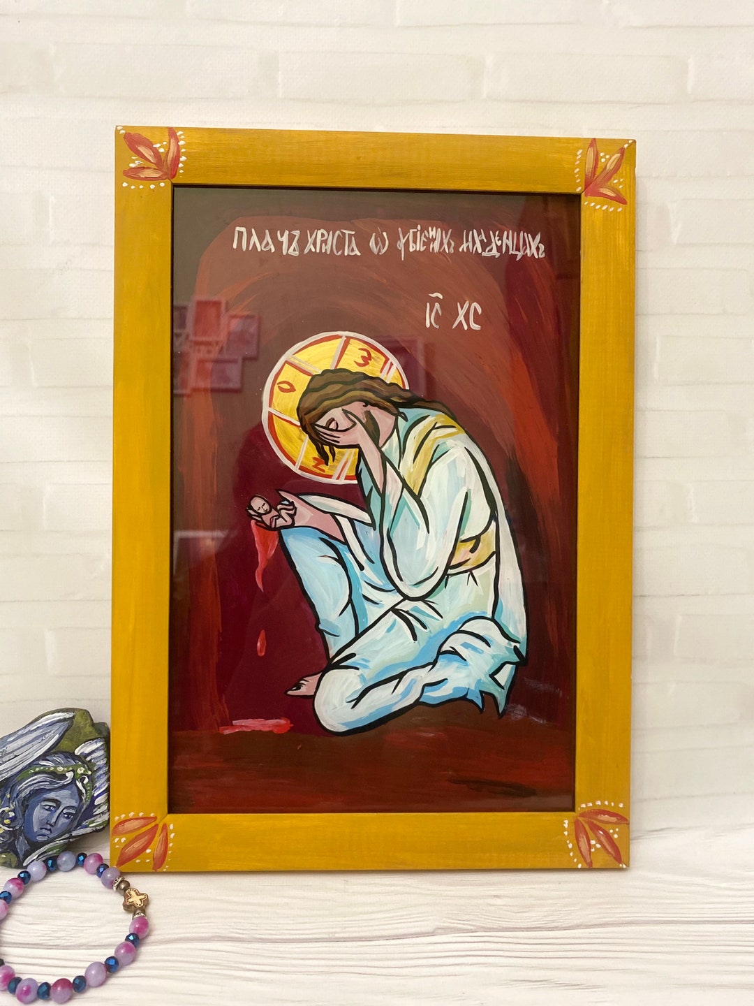 Orthodox Icon of Jesus Christ Crying About Abortion, Religious Saint ...