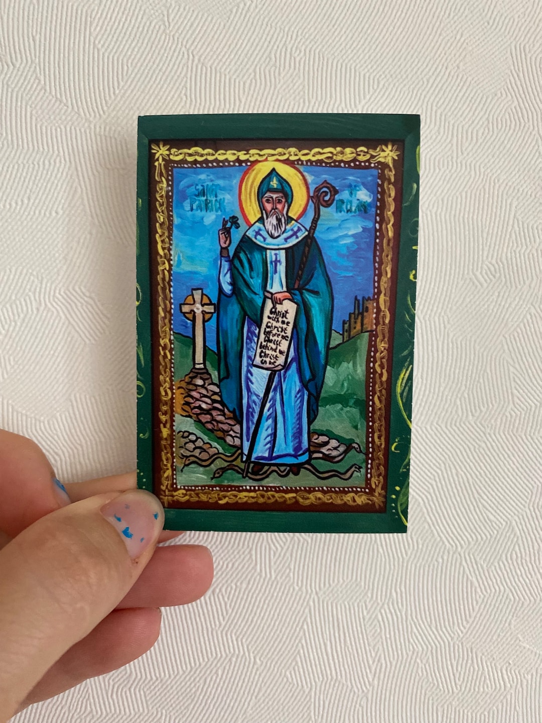 Saint Patrick of Ireland Icon Print, Miniature Religious Gift - Etsy
