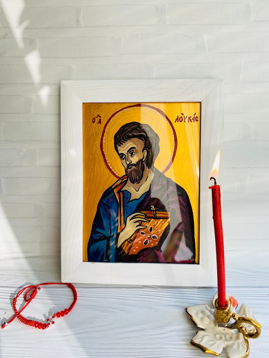 St Luke Orthodox Icon, Christian Wall Art , Saint Luke the Evangelist ...