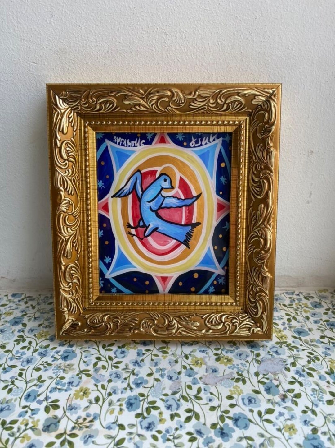 Small Religious Icon of Holy Spirit, Orthodox Hand Painted Icon ...