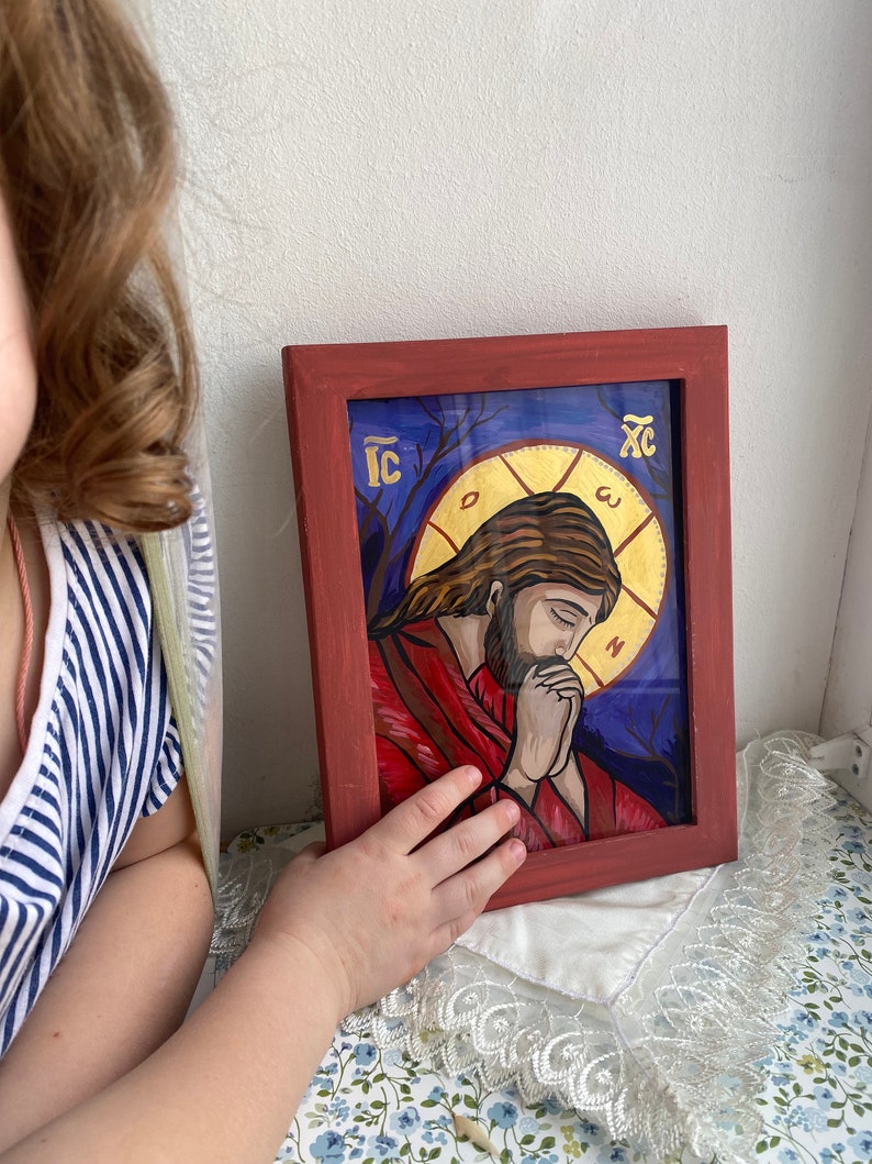 Jesus Praying Icon Orthodox Hand Painted Icon Ukrainian | Etsy