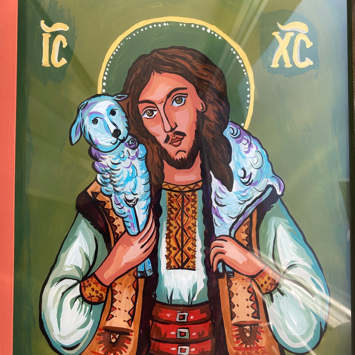 Jesus Christ Ukrainian Gutsul Hand Painted Glass Icon A Good | Etsy