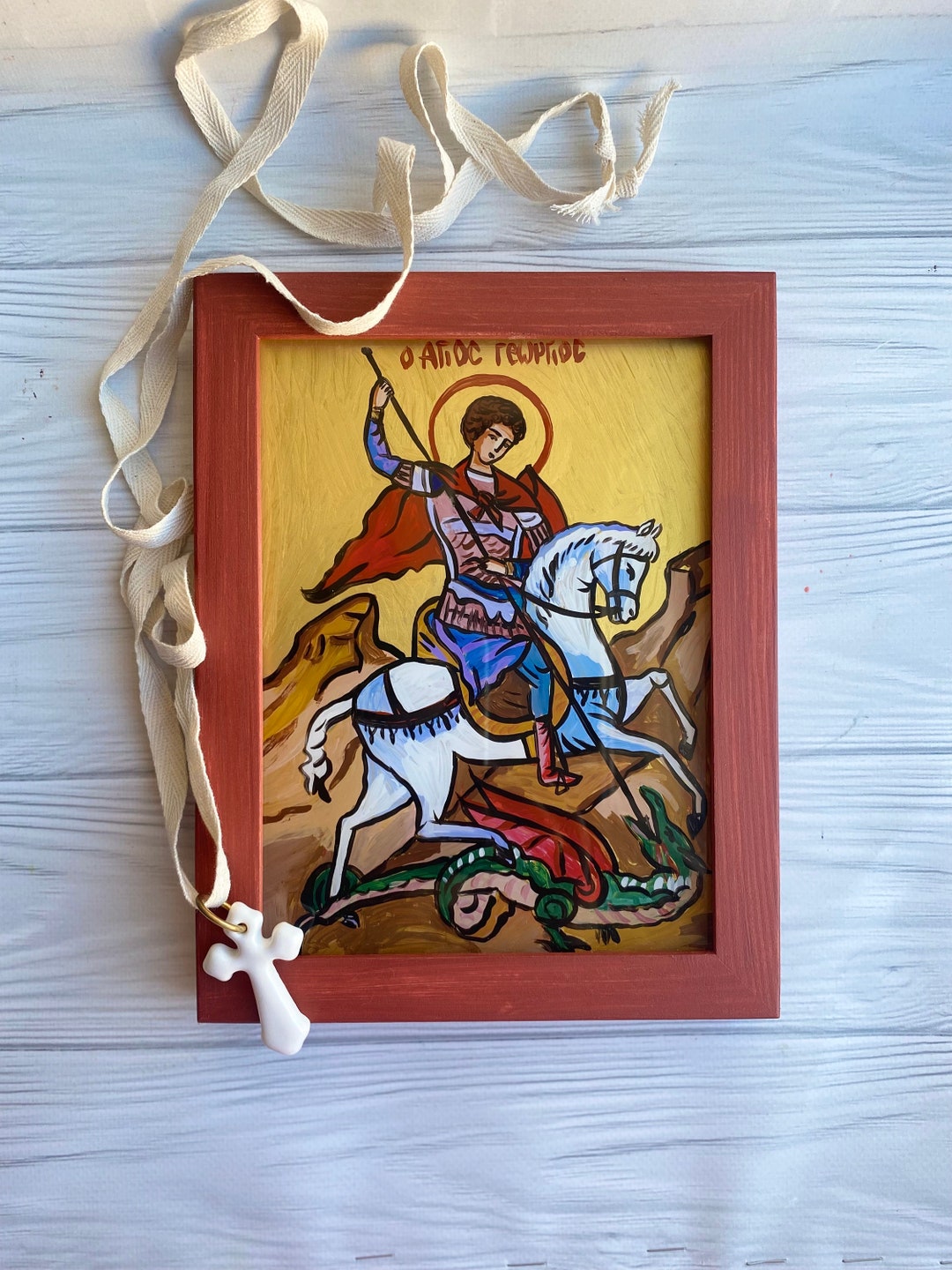 Saint George Icon,george Killing the Dragon,orthodox Icon of Saint ...