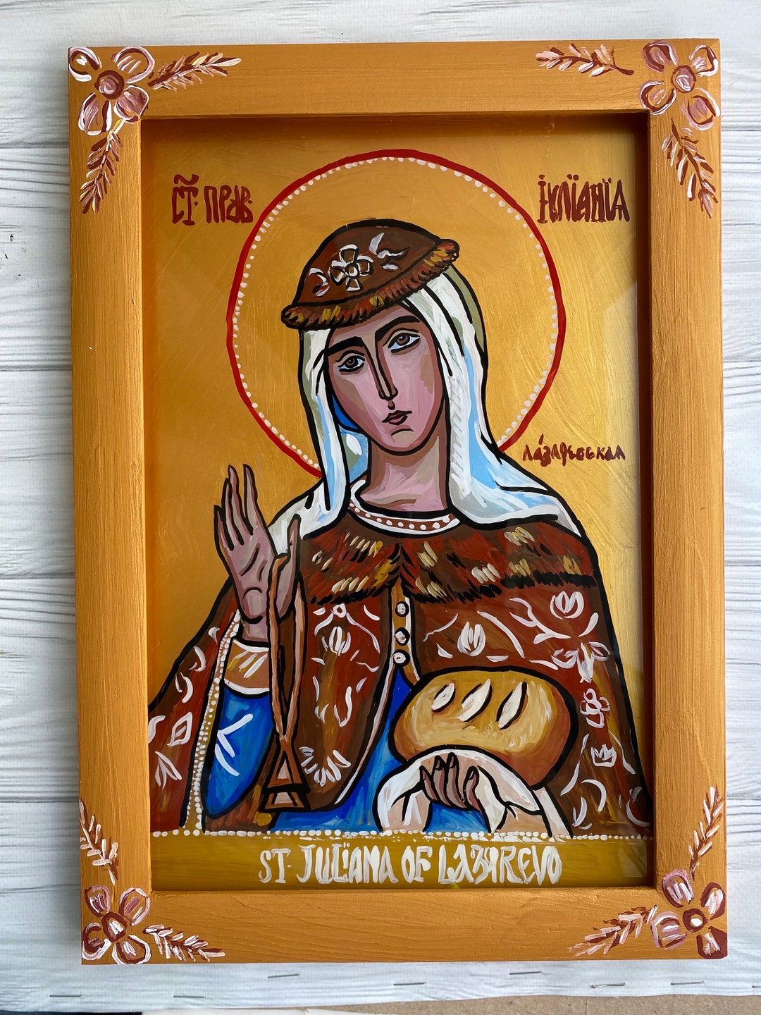 Saint Juliana of Lazarevo, Icon of Saint Juliana, Religious Painting ...