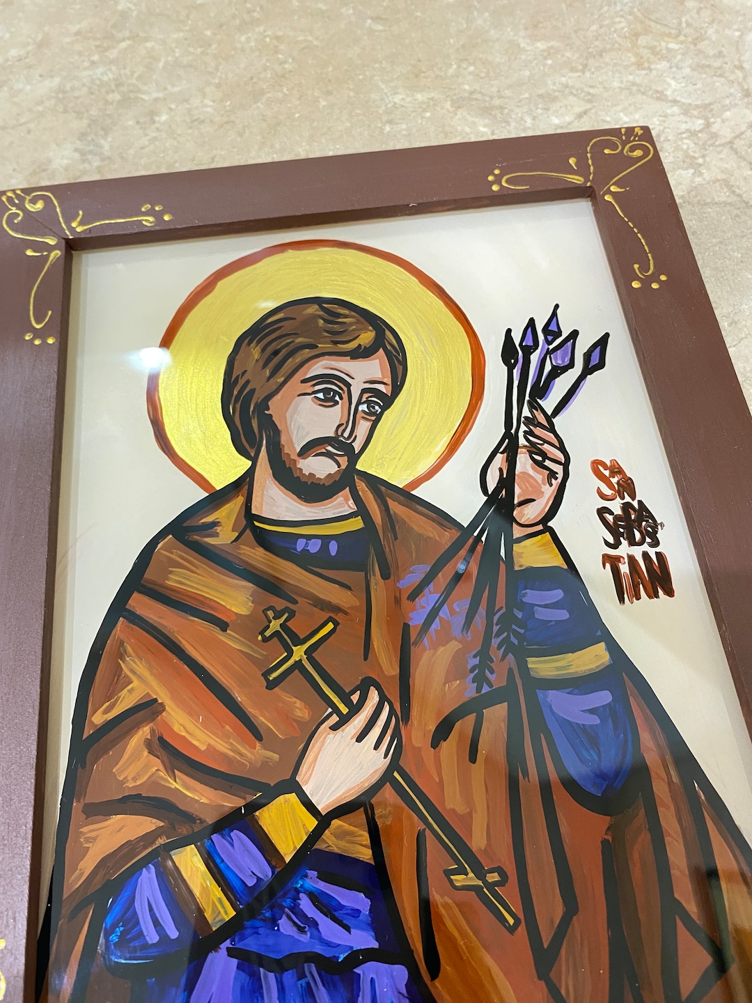 Saint Sebastian Icon, Hand Painted Icon of St Sebastian, Byzantine ...