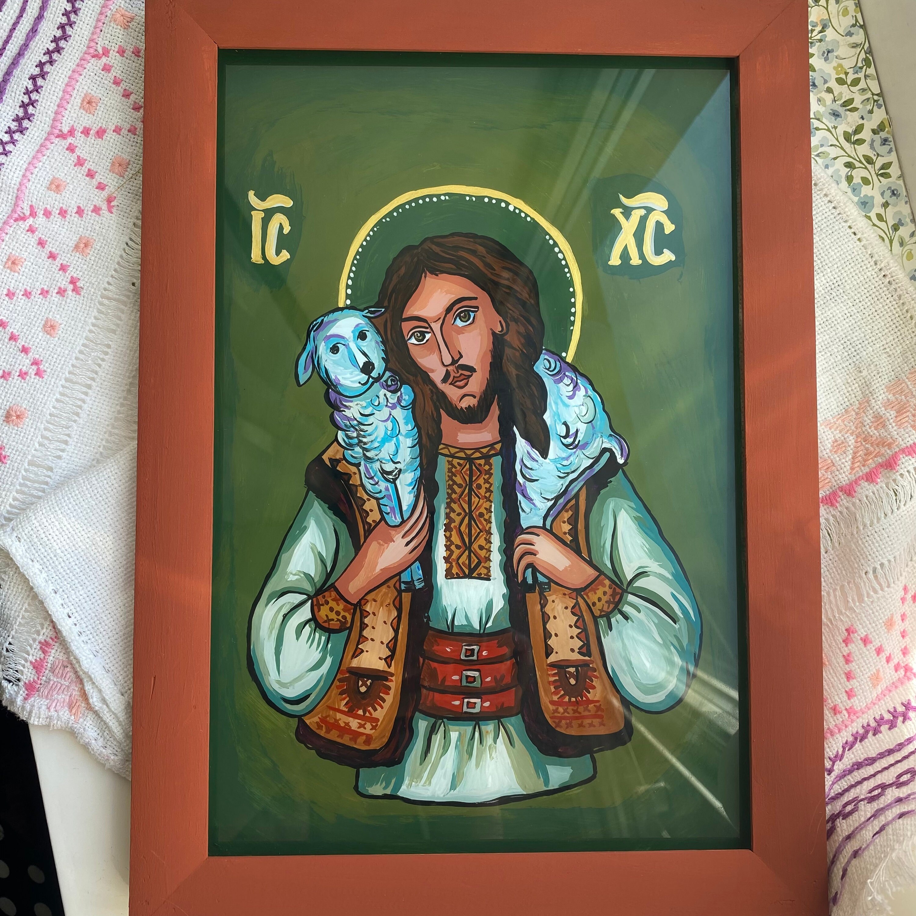 Jesus Christ Ukrainian Gutsul Hand Painted Glass Icon A Good | Etsy