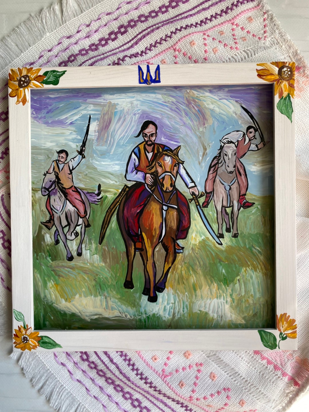 Picture of Cossacks on Horses, Cossack Art, Reverse Painting on Glass ...