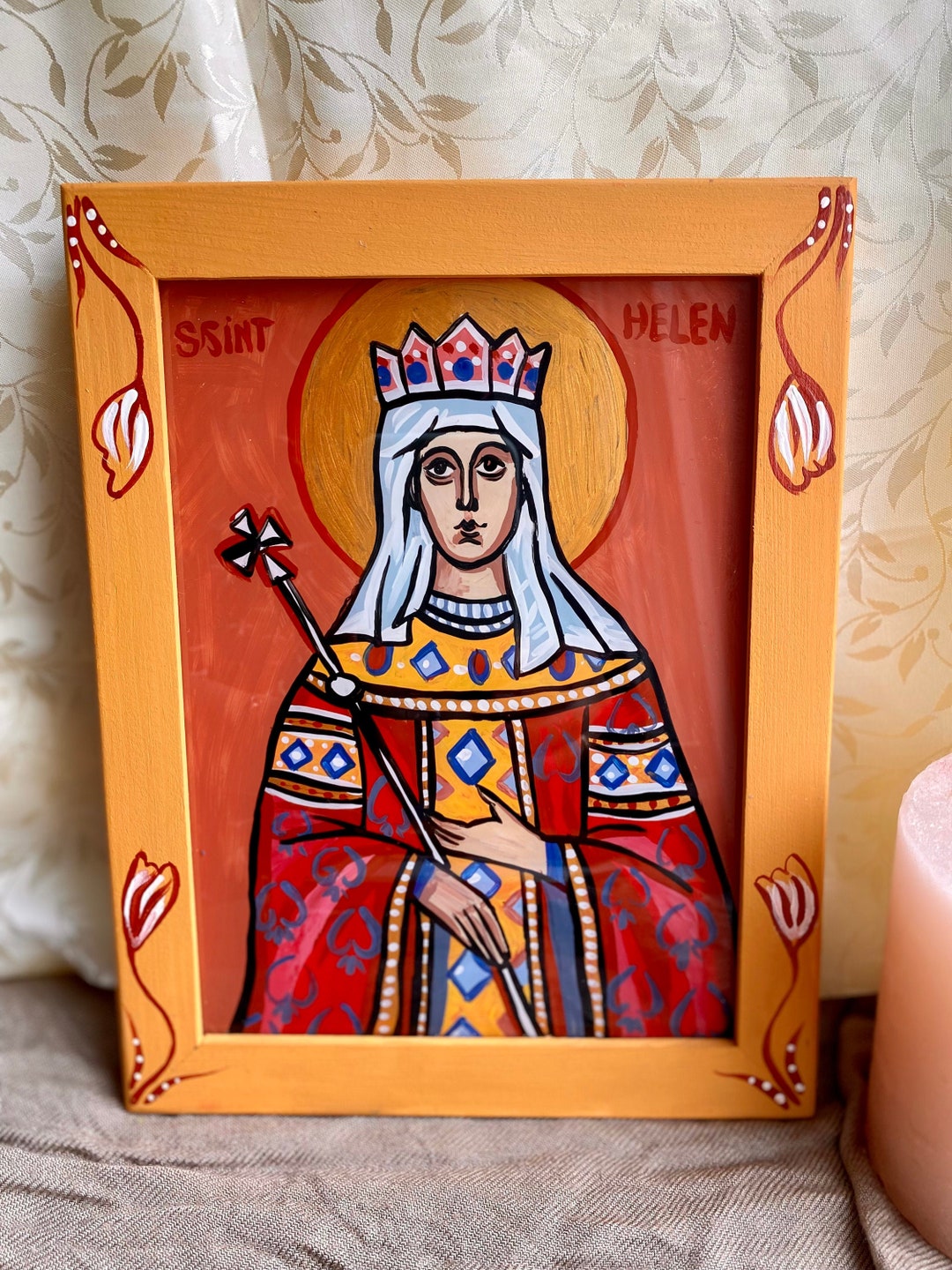 Saint Helen, Hand Painted Orthodox Icon Byzantine Greek Icon , Folk ...