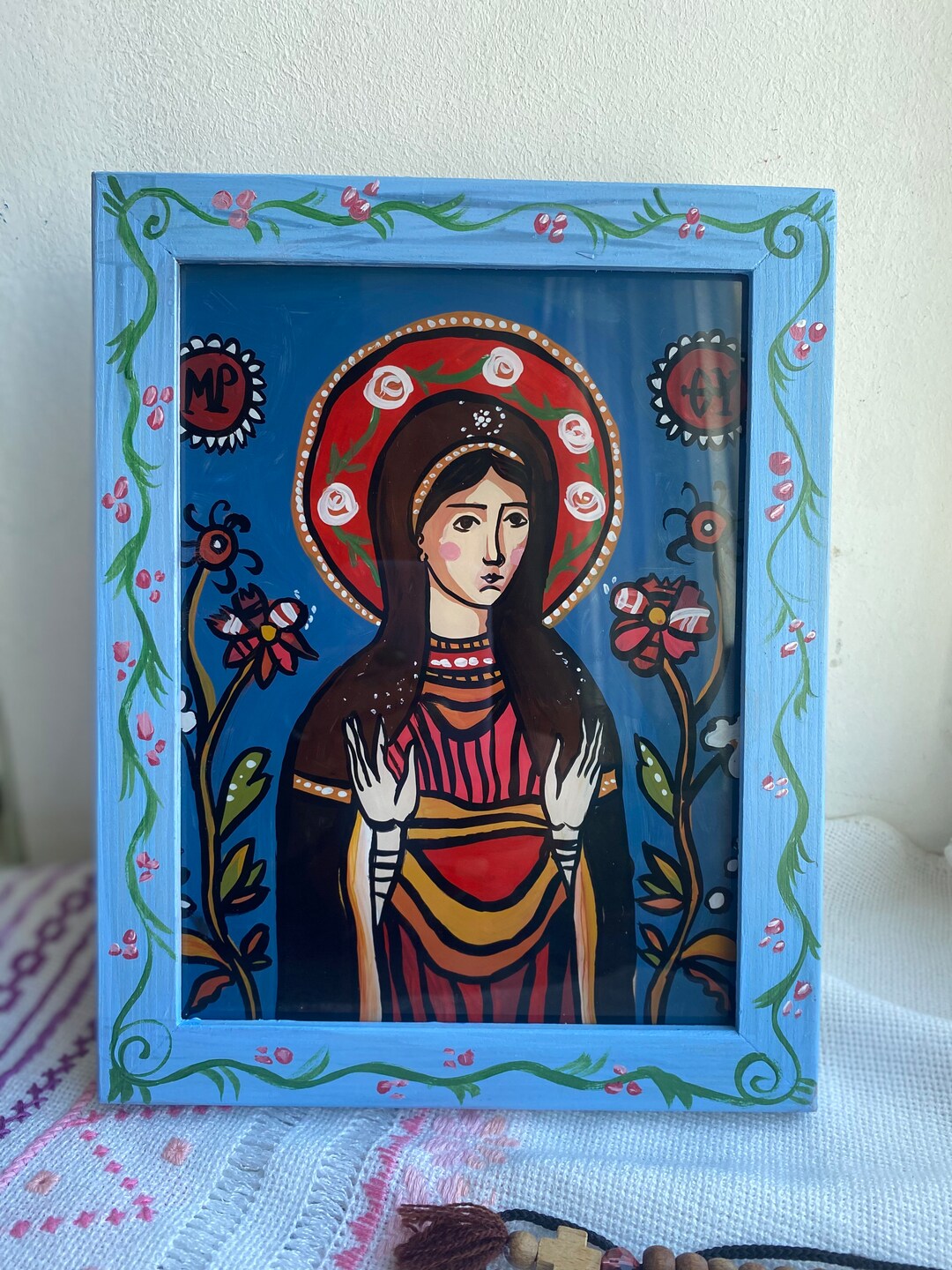 Virgin Mary Hand Painted ,our Lady is Our Intercessor, Christian Gift ...