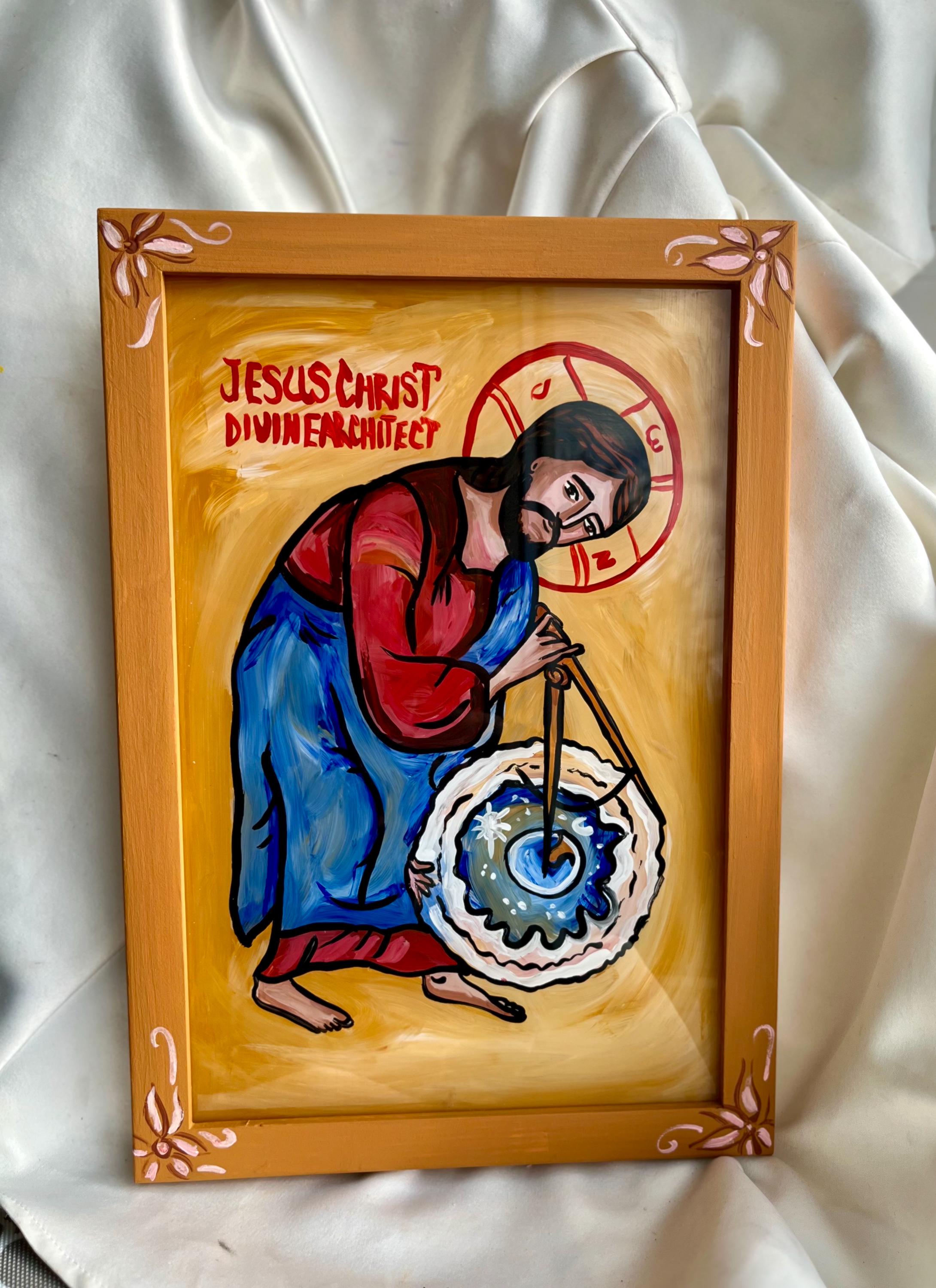 Hand-painted Jesus Christ Icon on Glass ,divine Architect, Byzantine ...