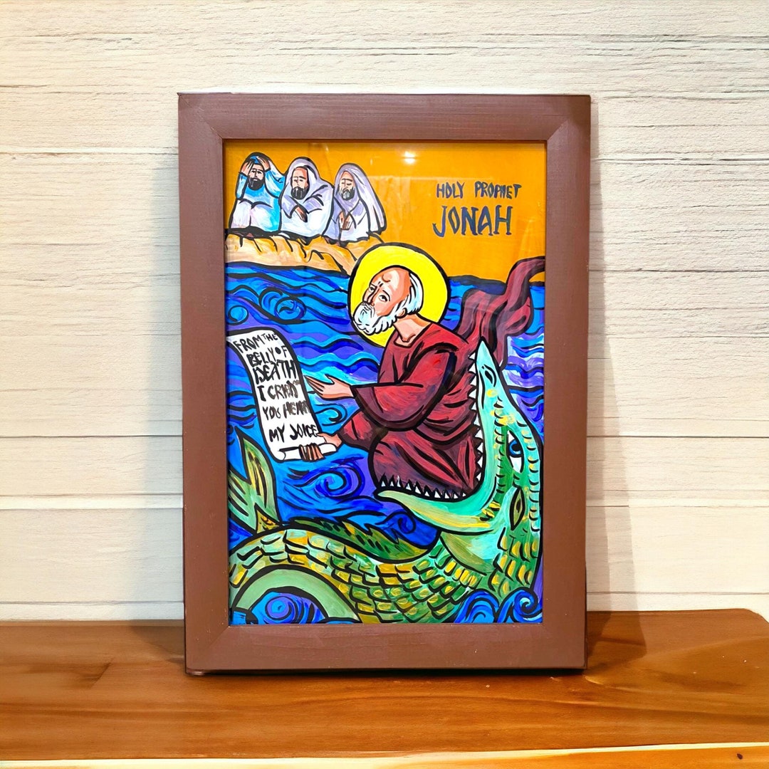 Saint Jonah Icon , Holy Prophet Jonah and the Whale , Handmade Orhtodox ...