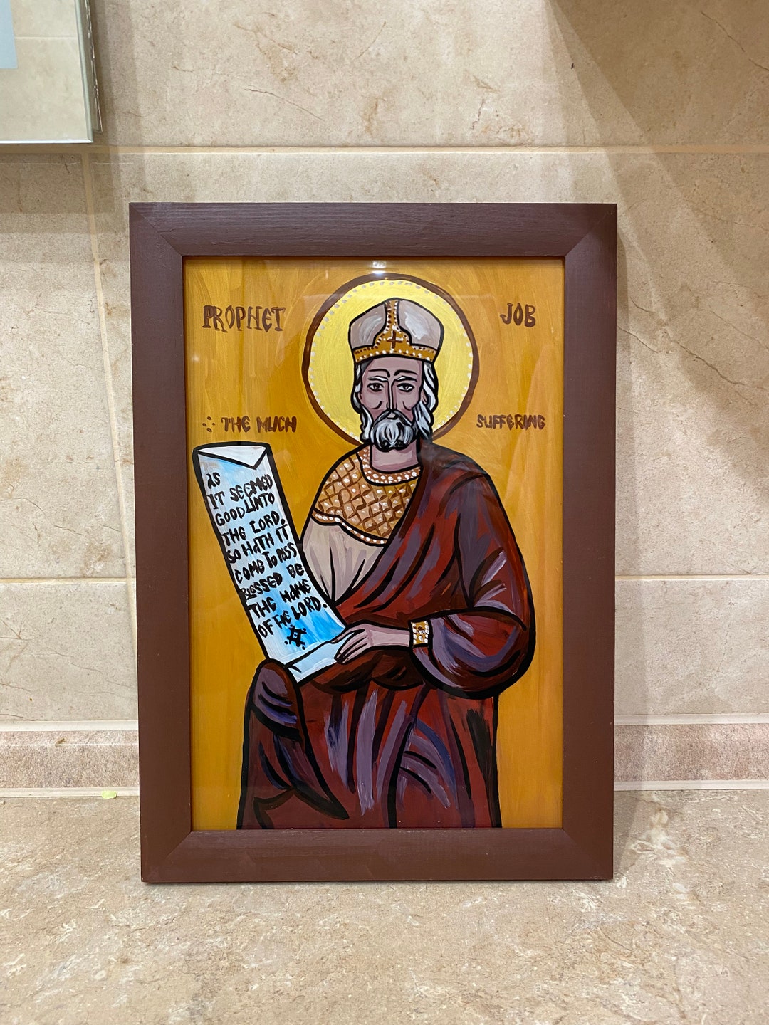 Christian Wall Hanging Icon, Prophet Job Religious Artwork, Christian ...