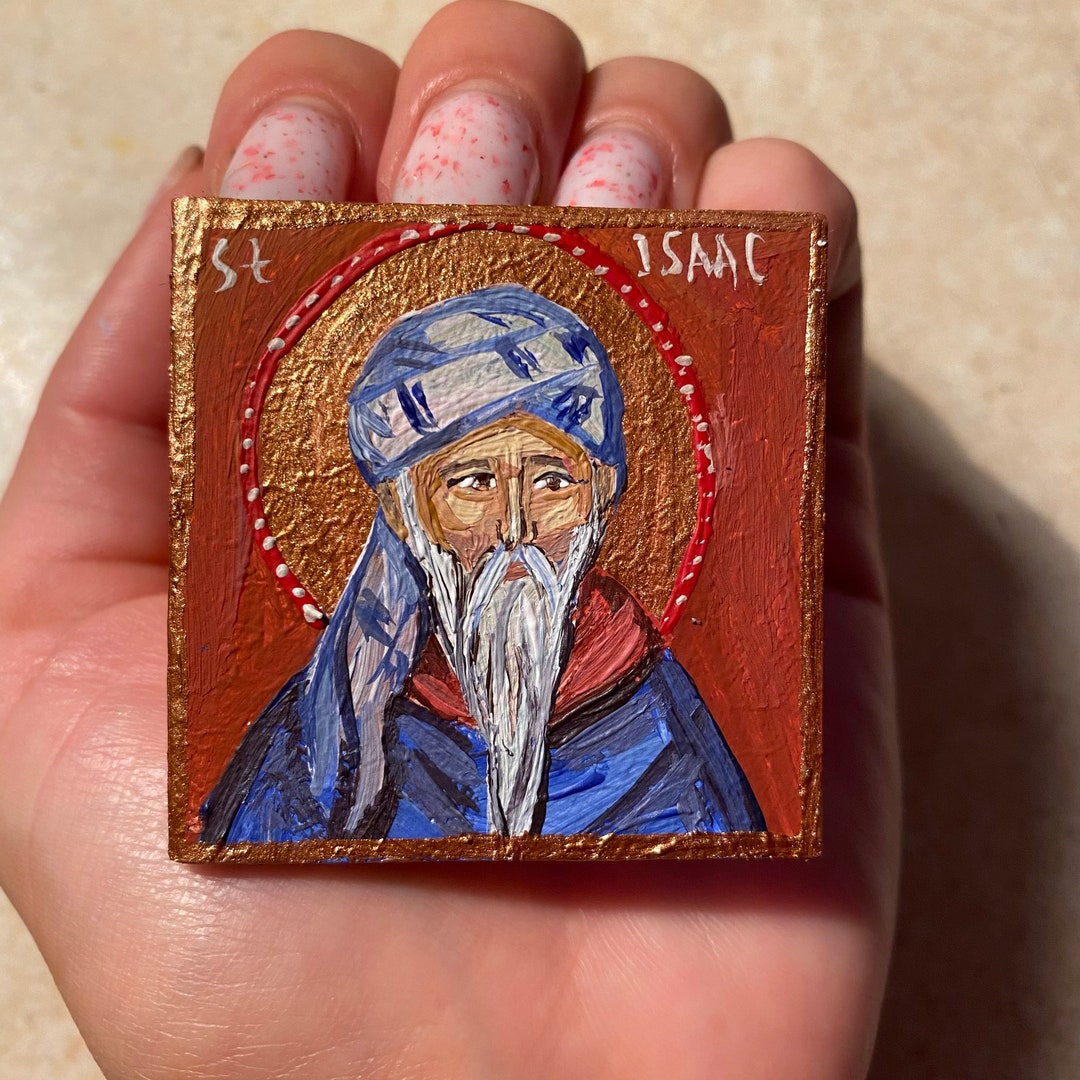 St Isaac of Nineveh Pocket Icon – Hand Painted Modern Byzantine Hermit ...