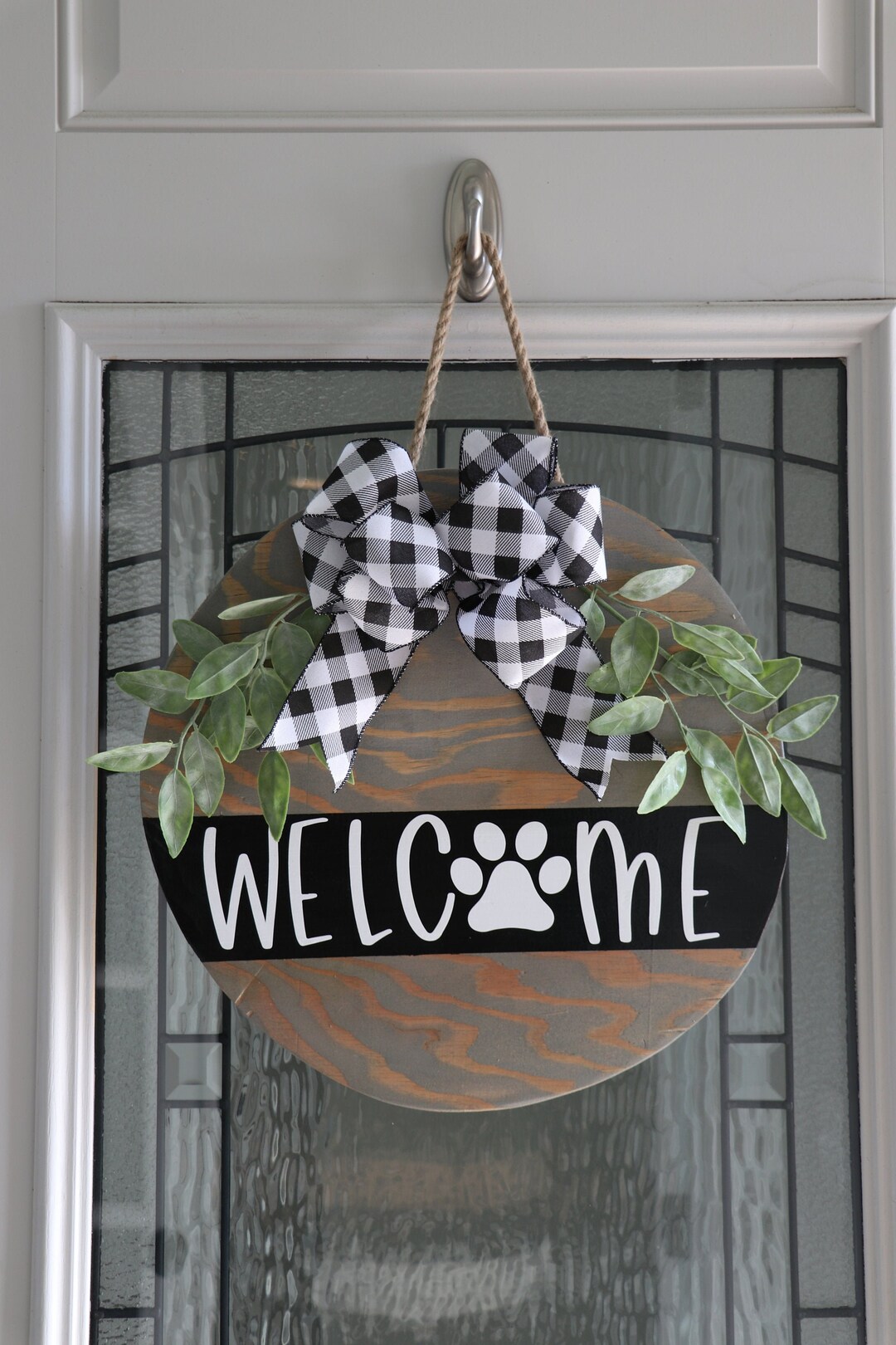 Paw Print Welcome Door Hanger - Etsy