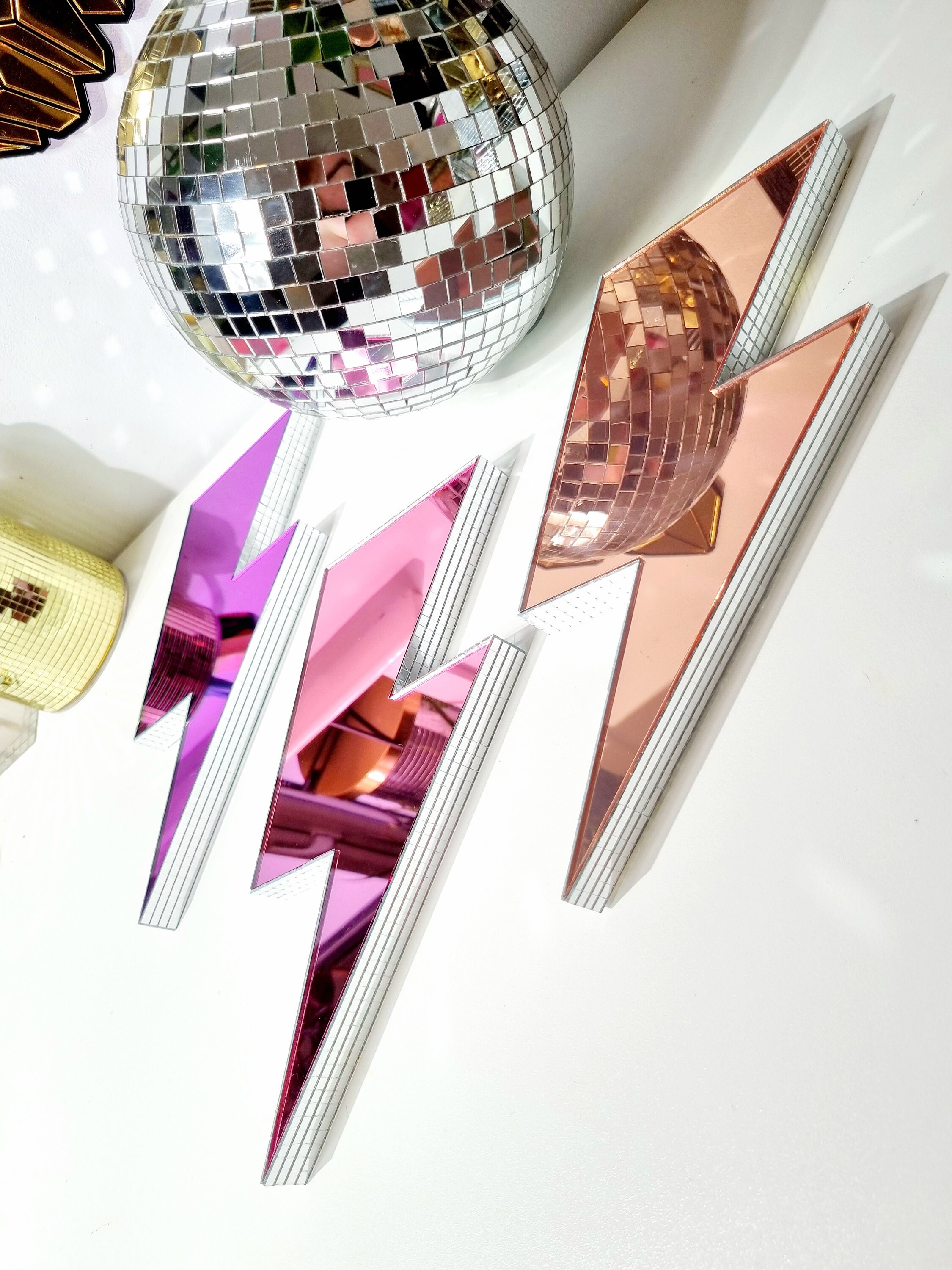 Handmade DISCO Lightning Bolt Mirror | Thunder Bolt | Wall Decor | Wall ...