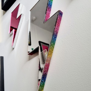 Rainbow Rhinestone Lightning Bolt Mirror: Handmade Eclectic Wall Decor ...