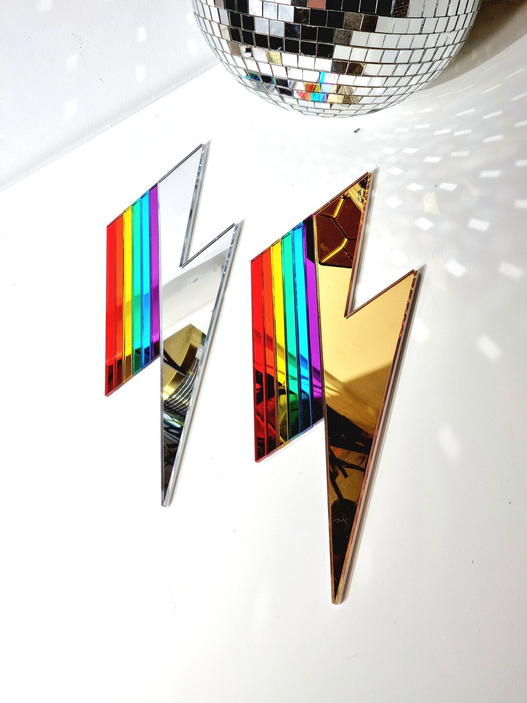 Handmade Rainbow Lightning Bolt Mirror | Retro | Spectrum | Wall Decor ...
