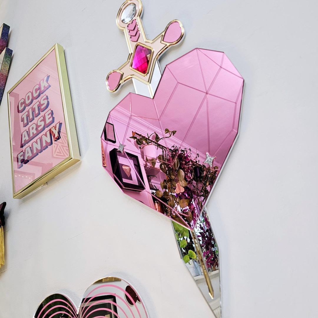 Heart & Dagger Mirror | Sword | Wall Art | Dopamine Decor | Handmade ...