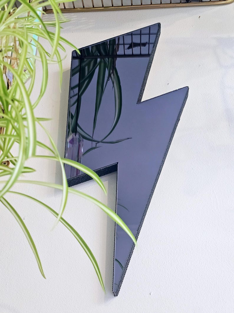 Black Lightning Bolt Mirror | Wall Decor | Eclectic | Thunderbolt ...