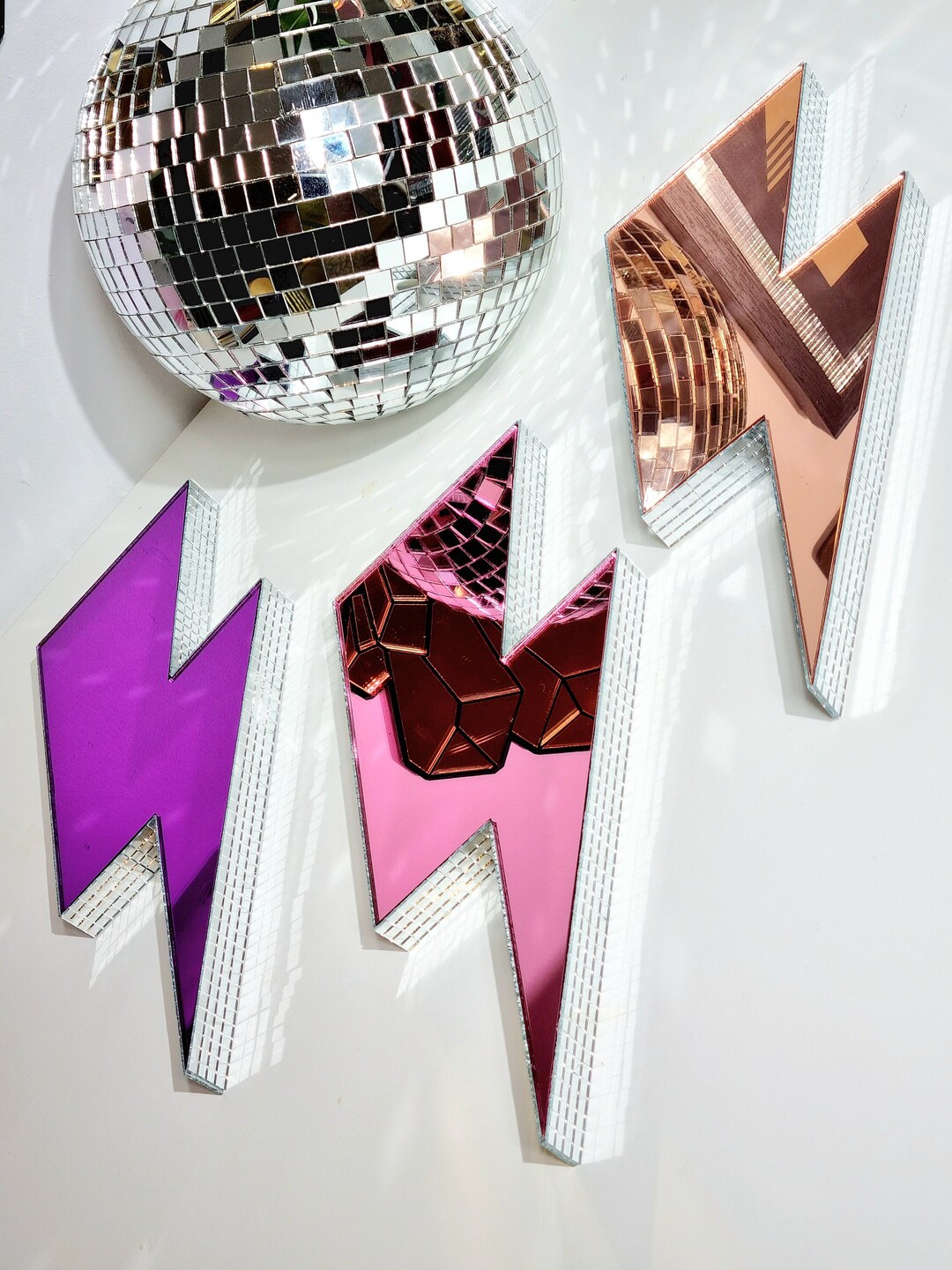 Handmade DISCO Lightning Bolt Mirror | Thunder Bolt | Wall Decor | Wall ...